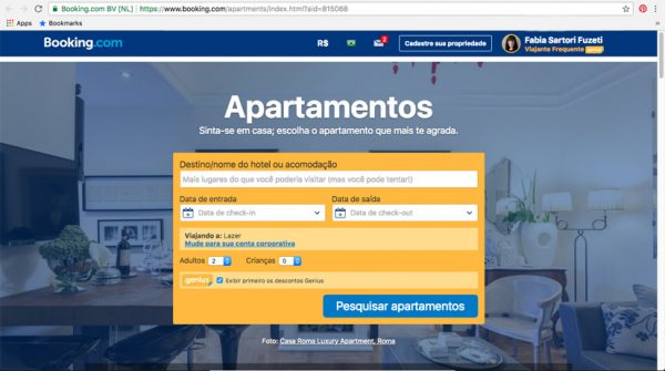 Como reservar apartamento no Booking para sua viagem
